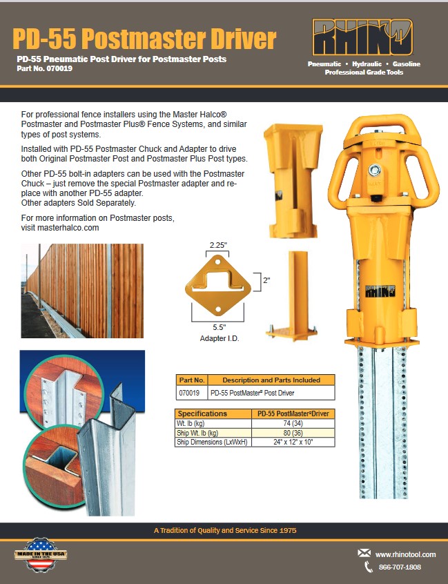 American Fence & Supply Co.: POSTMASTER PD-55with slotted chuck&adapt